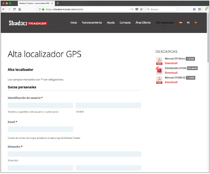 Manual Web – Shadow Tracker
